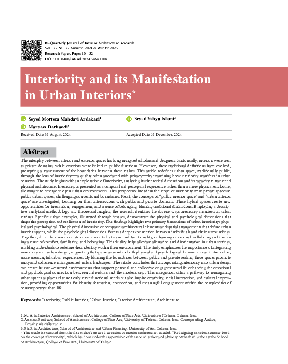 (PDF) Interiority and its Manifestation in Urban Interiors