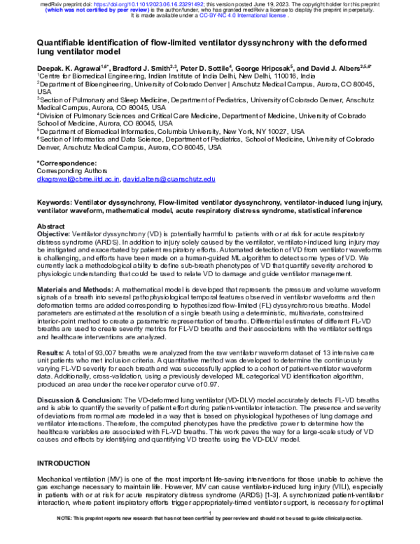 (PDF) Quantifiable identification of flow-limited ventilator ...