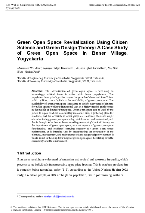 Pdf Green Open Space Revitalization Using Citizen Science And Green