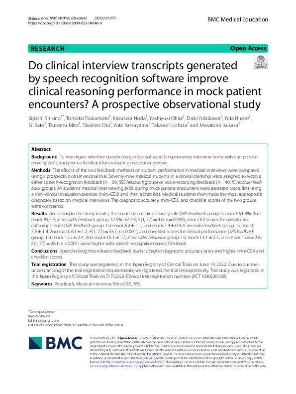 (PDF) Do clinical interview transcripts generated by speech recognition ...