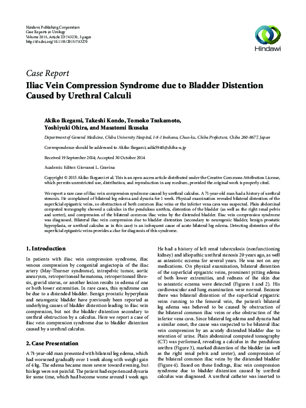 (PDF) Iliac Vein Compression Syndrome due to Bladder Distention Caused ...