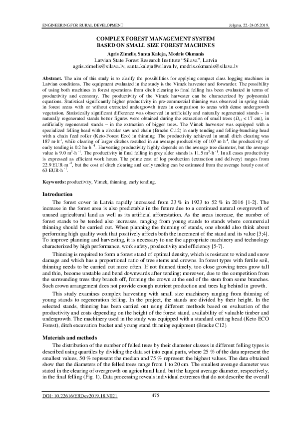 (PDF) Complex forest management system based on small size forest machines