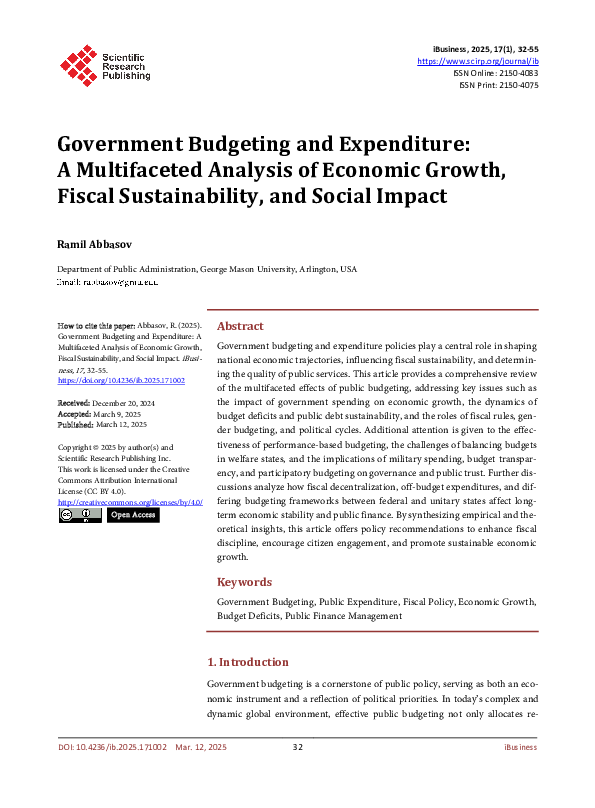 (PDF) Government Budgeting and Expenditure: A Multifaceted Analysis of ...