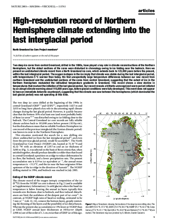 High-resolution record of Northern Hemisphere climate extending into ...