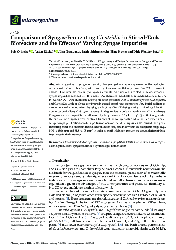 (PDF) Comparison of Syngas-Fermenting Clostridia in Stirred-Tank ...