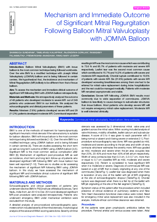 (PDF) Mechanism and Immediate Outcome of Significant Mitral ...