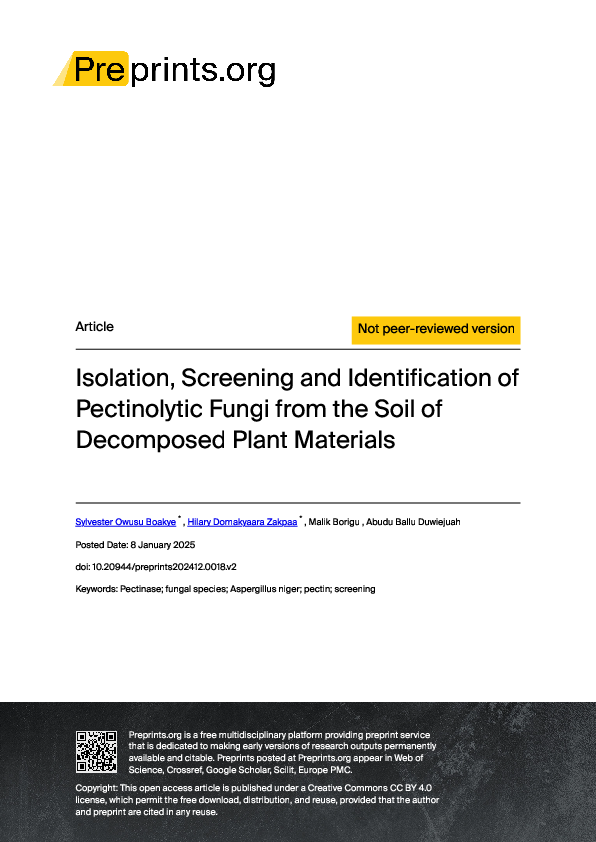 (PDF) Isolation, Screening and Identification of Pectinolytic Fungi from the Soil of Decomposed ...