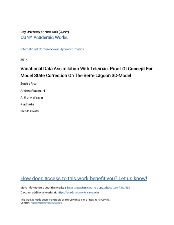 (PDF) Variational Data Assimilation with TELEMAC. Proof of Concept for ...