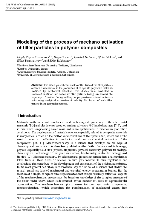 (PDF) Modeling of the process of mechano activation of filler particles ...