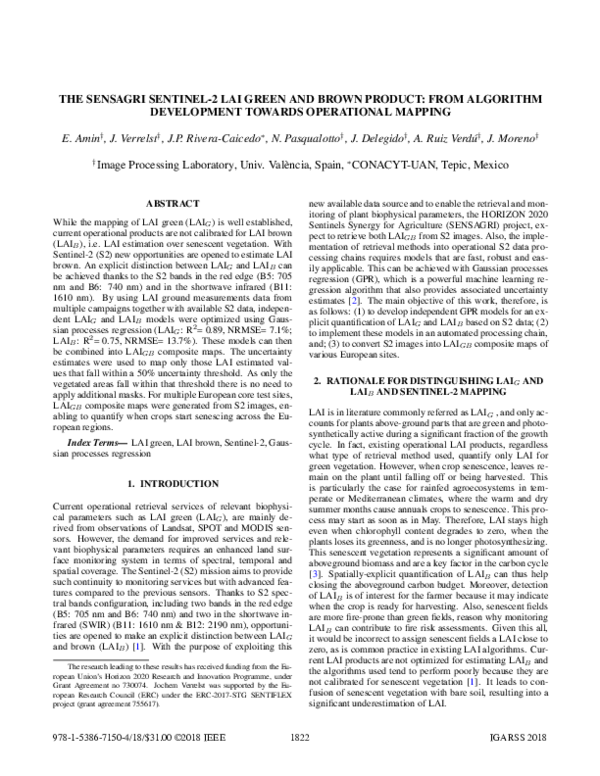 (PDF) The Sensagri Sentinel-2 Lai Green and Brown Product: from Algorithm Development Towards ...