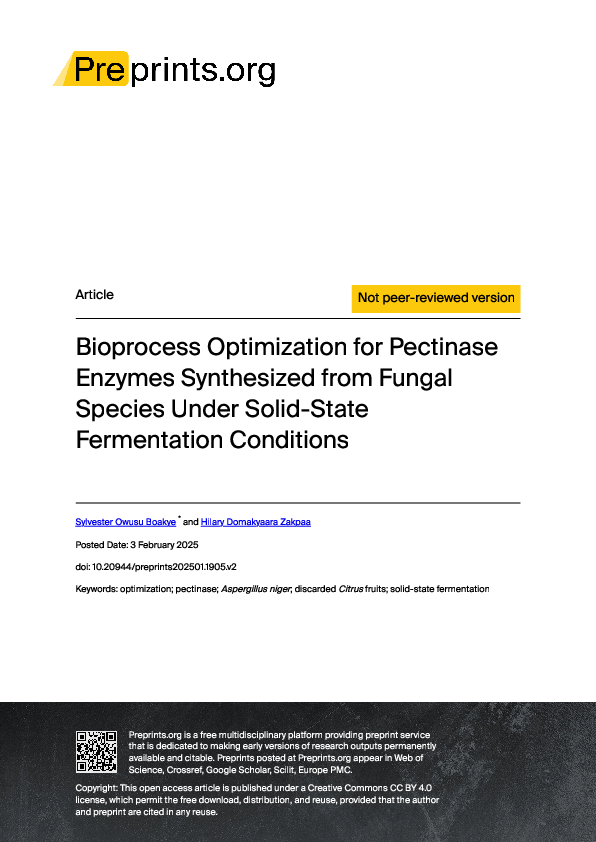 (PDF) Bioprocess Optimization for Pectinase Enzymes Synthesized from Fungal Species Under Solid ...