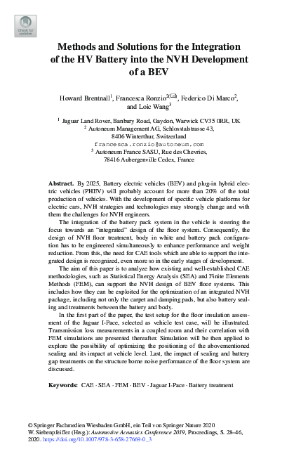 (PDF) Methods and Solutions for the Integration of the HV Battery into ...