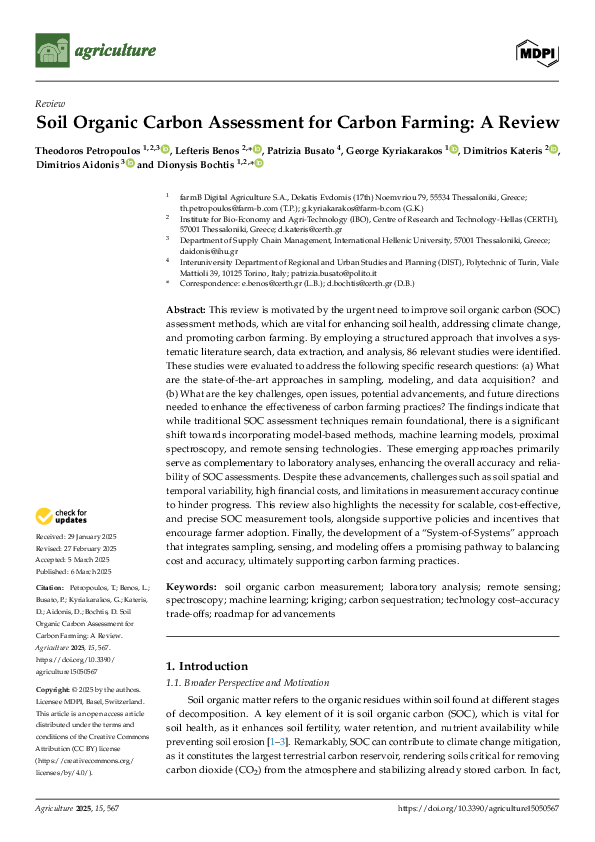 (PDF) Soil Organic Carbon Assessment for Carbon Farming: A Review