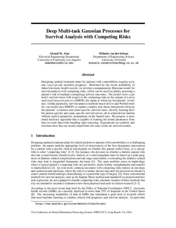 (PDF) Deep Multi-task Gaussian Processes for Survival Analysis with Competing Risks
