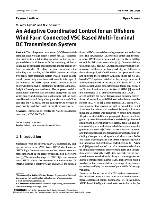 (PDF) An Adaptive Coordinated Control for an Offshore Wind Farm ...