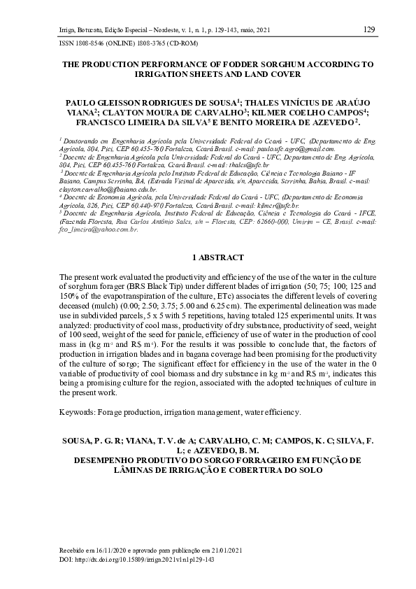 (PDF) The Production Performance of Fodder Sorghum According to ...