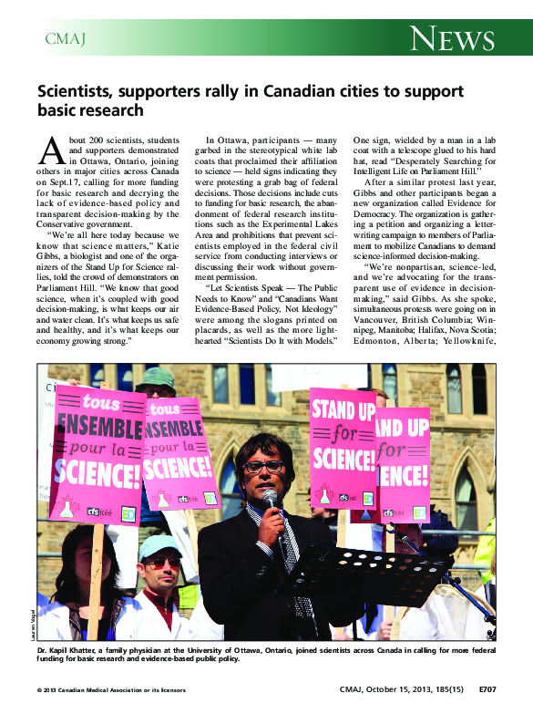 Scientists, supporters rally in Canadian cities to support basic research
