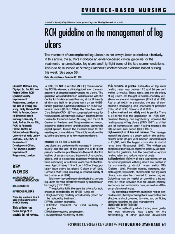 (PDF) RCN guideline on the management of leg ulcers