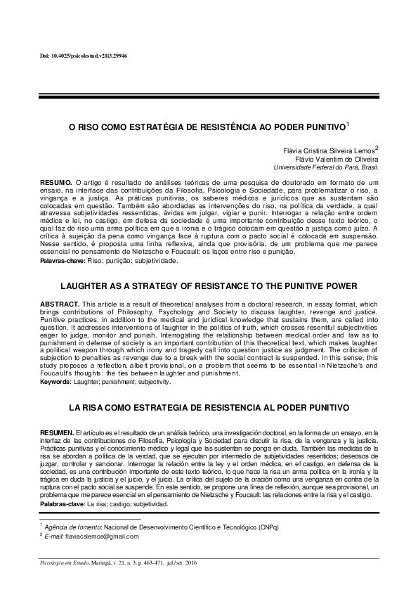 (PDF) O Riso Como Estratégia De Resistência Ao Poder Punitivo