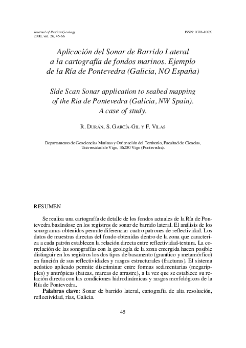 (PDF) Aplicación del Sonar de Barrido Lateral a la cartografía de ...