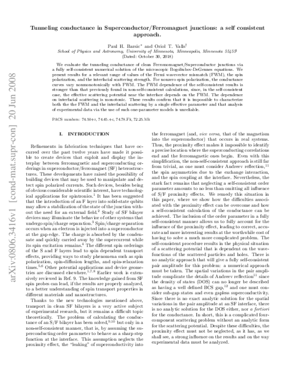 (PDF) Tunneling conductance in superconductor/ferromagnet junctions: Self-consistent approach