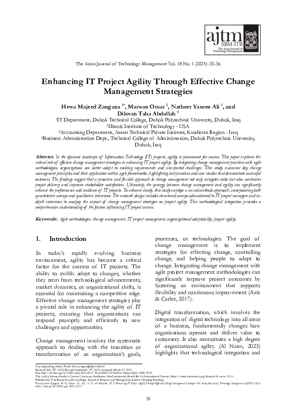 (PDF) Enhancing IT Project Agility Through Effective Change Management ...