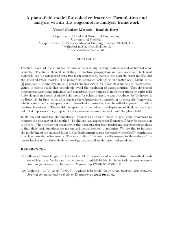Pdf A Phase Field Model For Cohesive Fracture Formulation And Analysis Within The