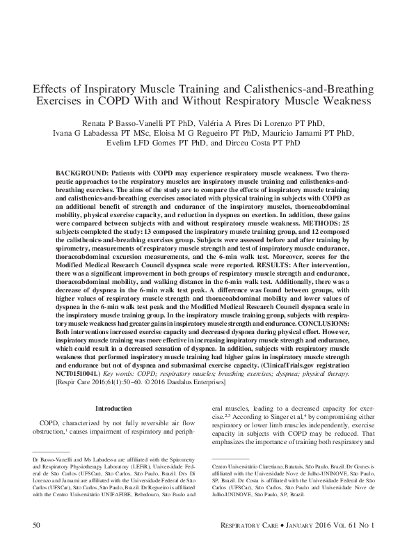 (PDF) Effects of Inspiratory Muscle Training and Calisthenics-and ...