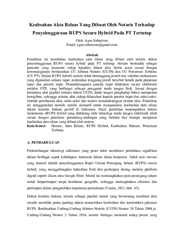 (PDF) Keabsahan Akta Relaas Yang Dibuat Oleh Notaris Terhadap ...