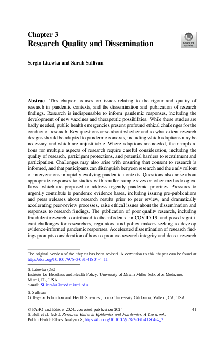 (PDF) Research Quality and Dissemination