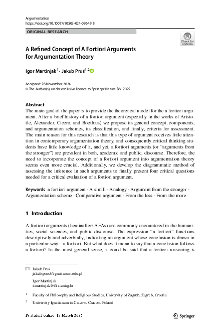 (PDF) A Refined Concept of A Fortiori Arguments for Argumentation Theory