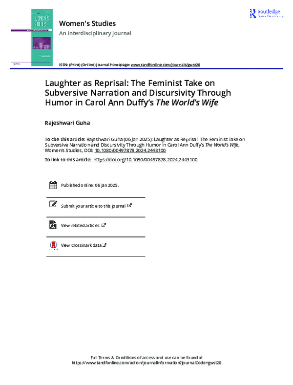 (PDF) Laughter as Reprisal: The Feminist Take on Subversive Narration ...