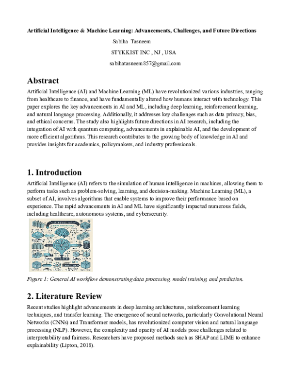 (PDF) Artificial Intelligence & Machine Learning: Advancements, Challenges, and Future Directions