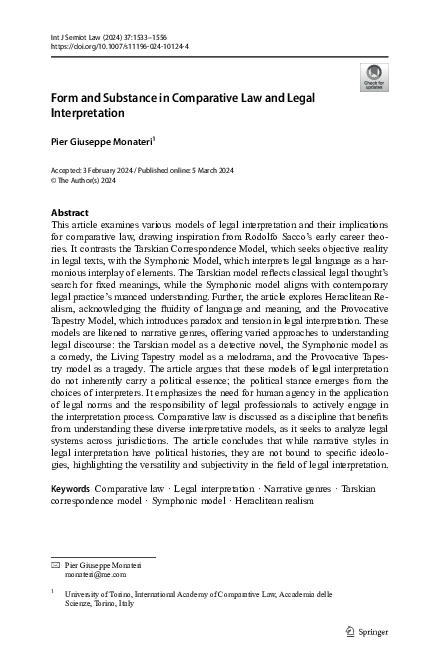 (PDF) Form and Substance in Comparative Law and Legal Interpretation