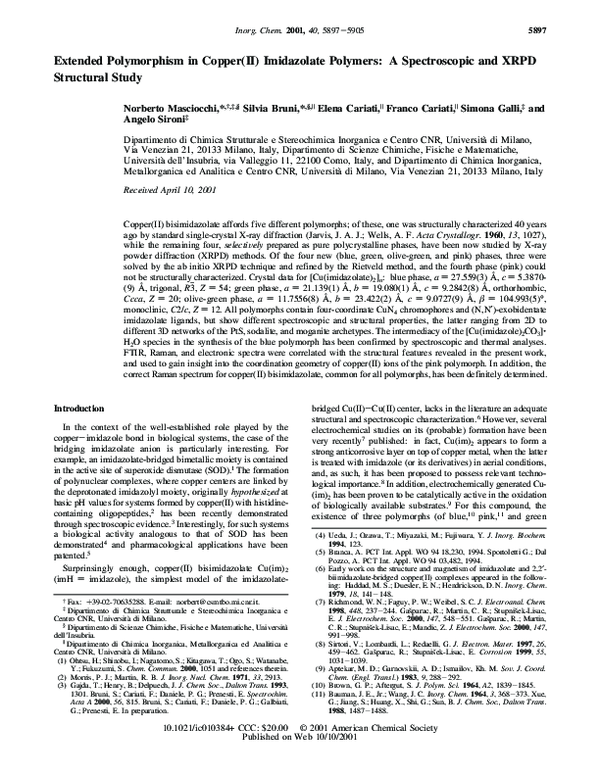 Extended Polymorphism in Copper(II) Imidazolate Polymers: A ...