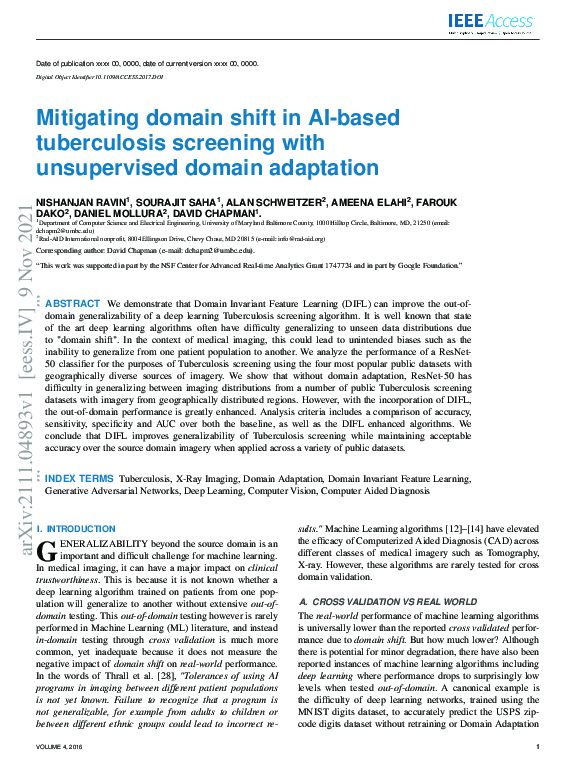 (PDF) Mitigating domain shift in AI-based tuberculosis screening with ...