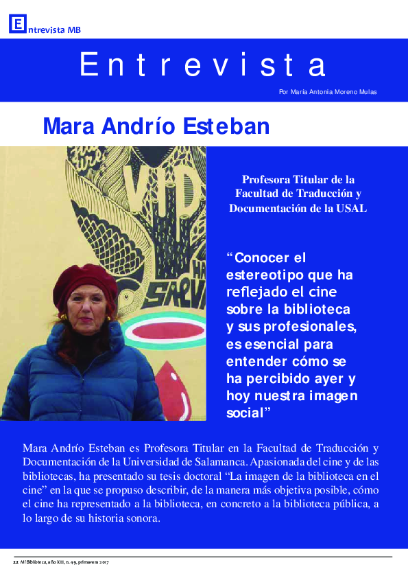 (PDF) Mara Andrío Esteban, Profesora Titular de la Facultad de ...