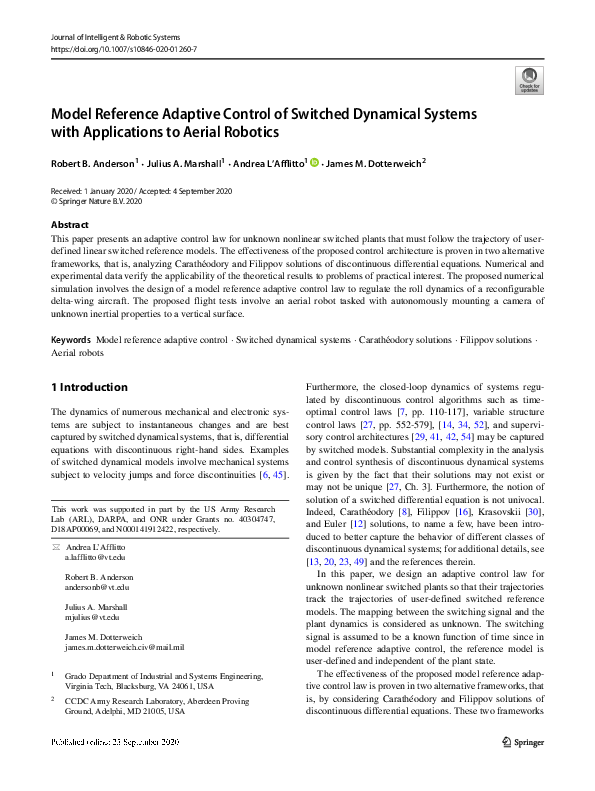 (PDF) Model Reference Adaptive Control of Switched Dynamical Systems ...