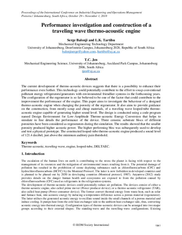 (PDF) Performance investigation and construction of a traveling wave ...