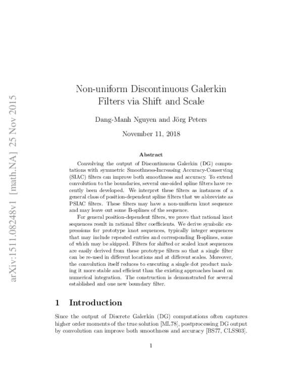 (PDF) Nonuniform Discontinuous Galerkin Filters via Shift and Scale