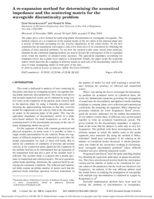 (PDF) A re-expansion method for determining the acoustical impedance ...
