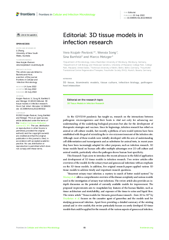 Editorial: 3D tissue models in infection research