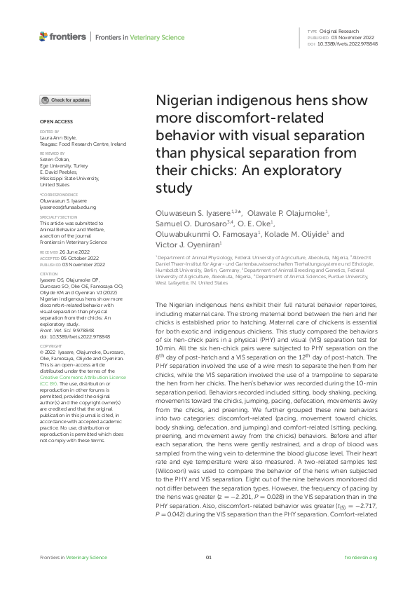 (PDF) Nigerian indigenous hens show more discomfort-related behavior ...