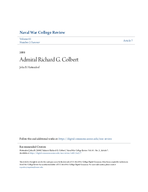 (PDF) Admiral Richard G. Colbert