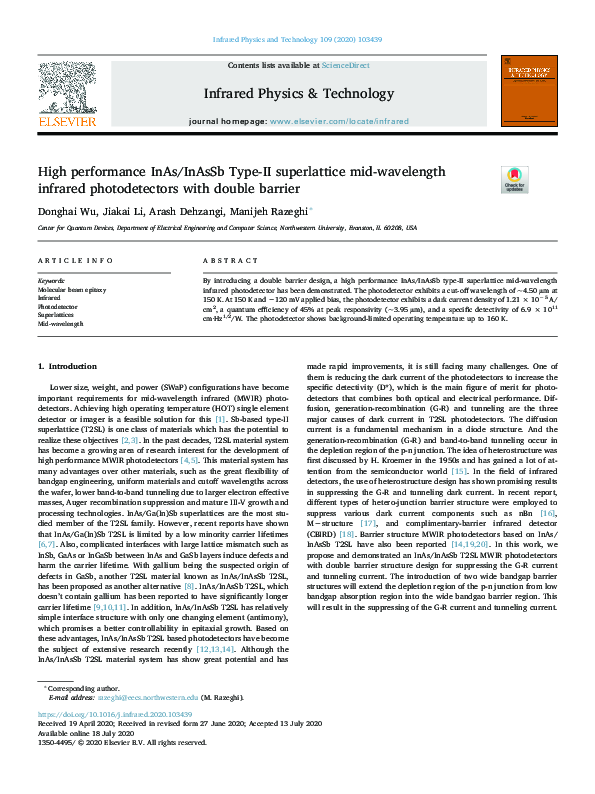 (PDF) High performance InAs/InAsSb Type-II superlattice mid-wavelength ...