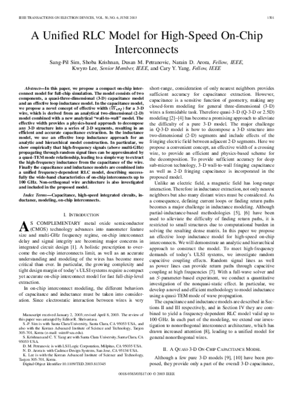 (PDF) A unified rlc model for high-speed on-chip interconnects
