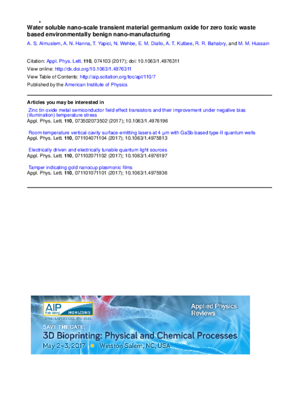 (PDF) Water soluble nano-scale transient material germanium oxide for ...