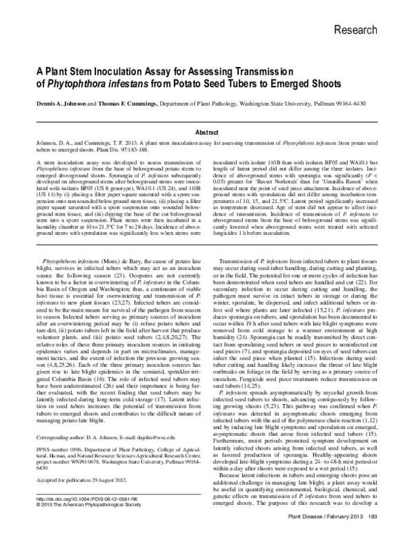 (PDF) A Plant Stem Inoculation Assay for Assessing Transmission of ...