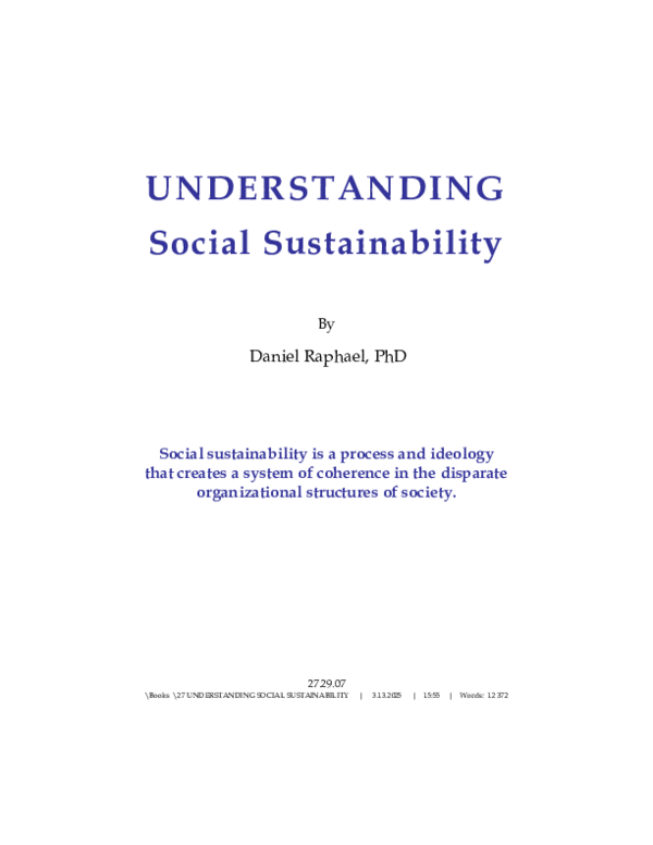 (PDF) UNDERSTANDING Social Sustainability
