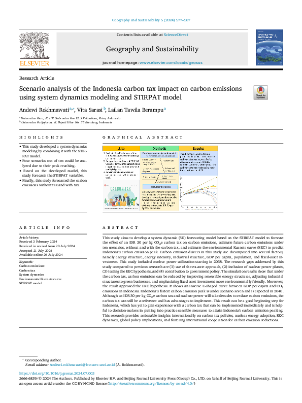 (PDF) Scenario analysis of the Indonesia carbon tax impact on carbon ...
